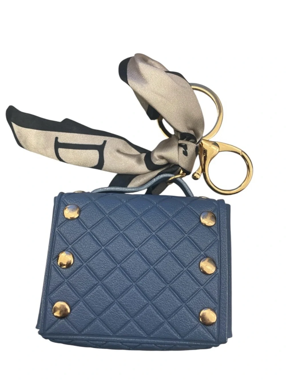 Accessories | Airpod Holder Key Chainbag Charm Blue Quilted | Poshmark
